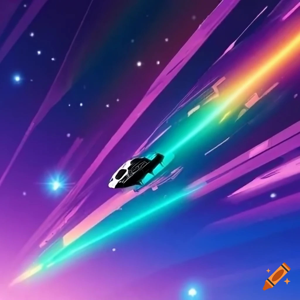Colourful and detailed spaceship in the universe
