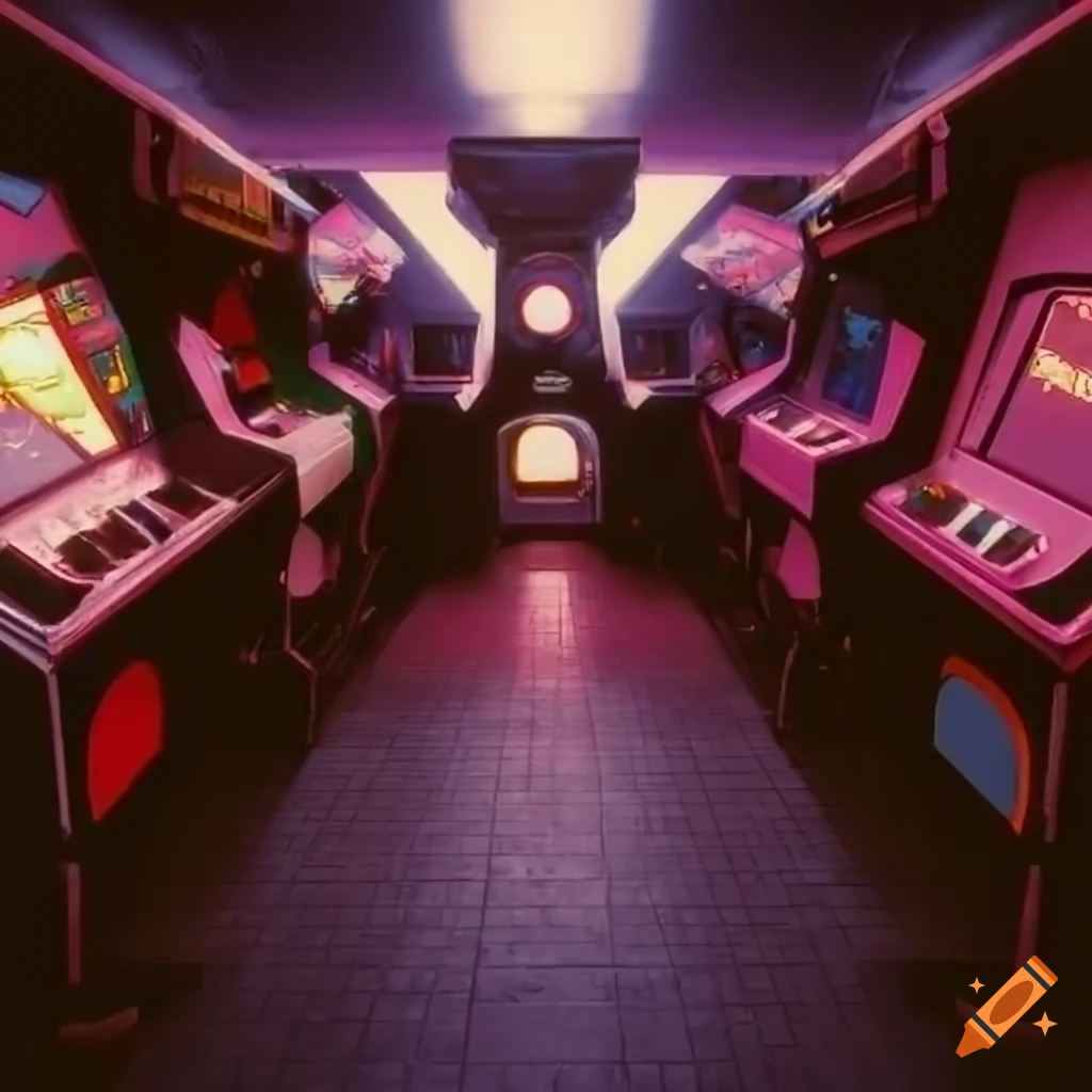 Ultra realistic 80s arcade scene