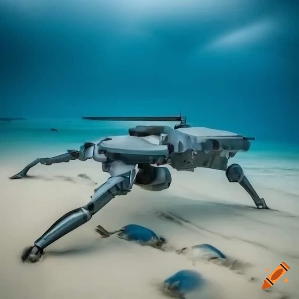 Bipedal mech on a beach on Craiyon