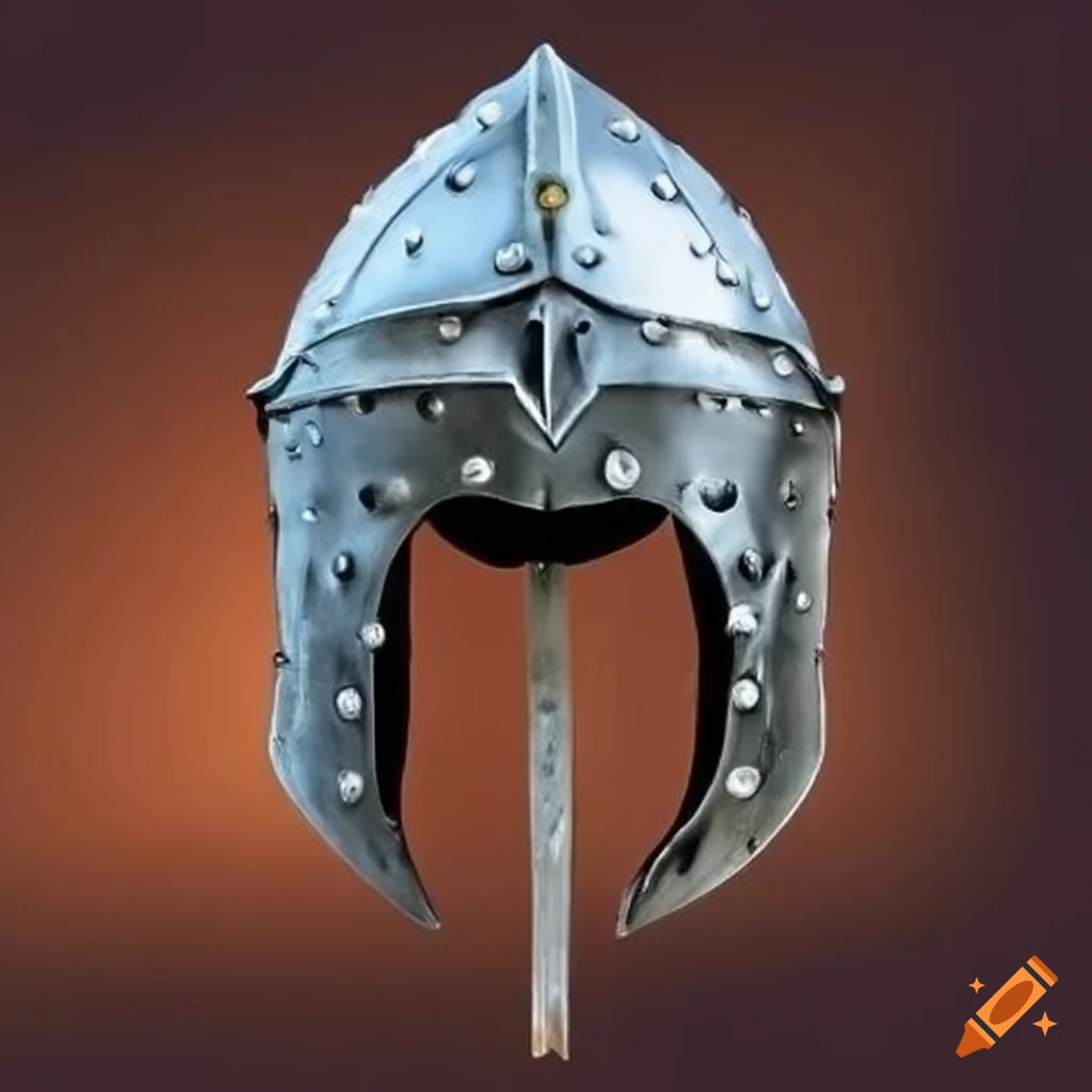 Medieval ornate steel helmet
