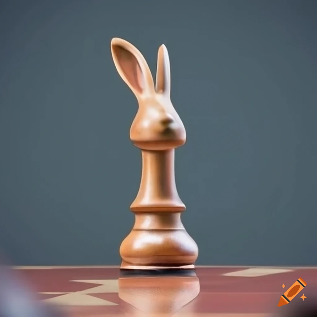 Chess figure of a rabbit on a chess desk on Craiyon