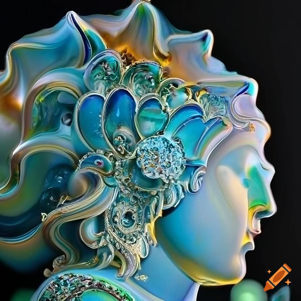 Intricately detailed marble sculpture with vibrant colors