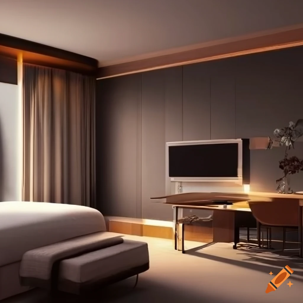 Photorealistic hotel room layout