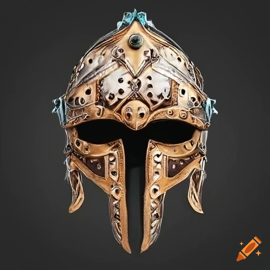 Legendary symmetrical leather helmet on Craiyon