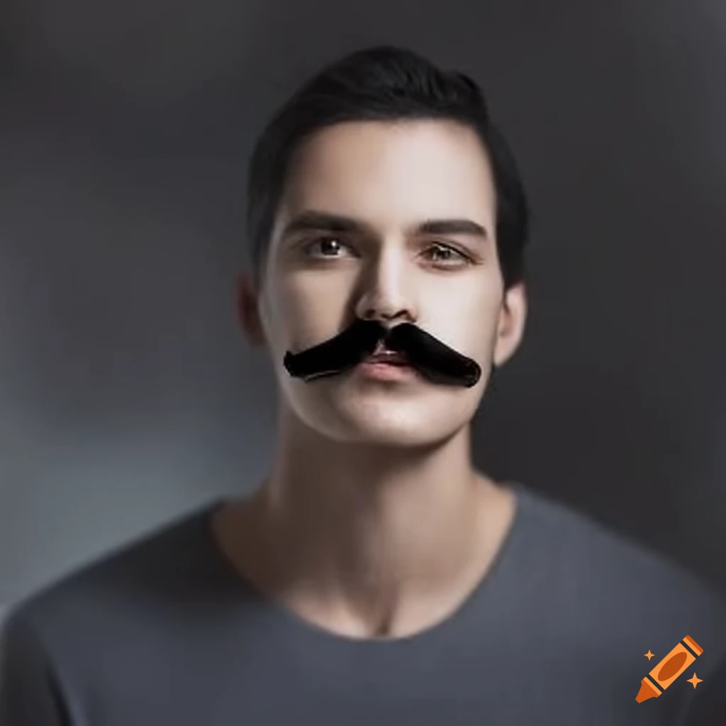 Portrait of a white canadian man with black mustache and medium build ...