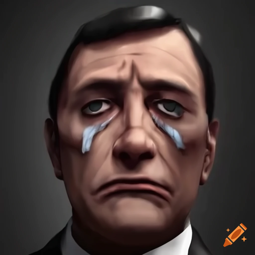 Portrait of a sad mafia person