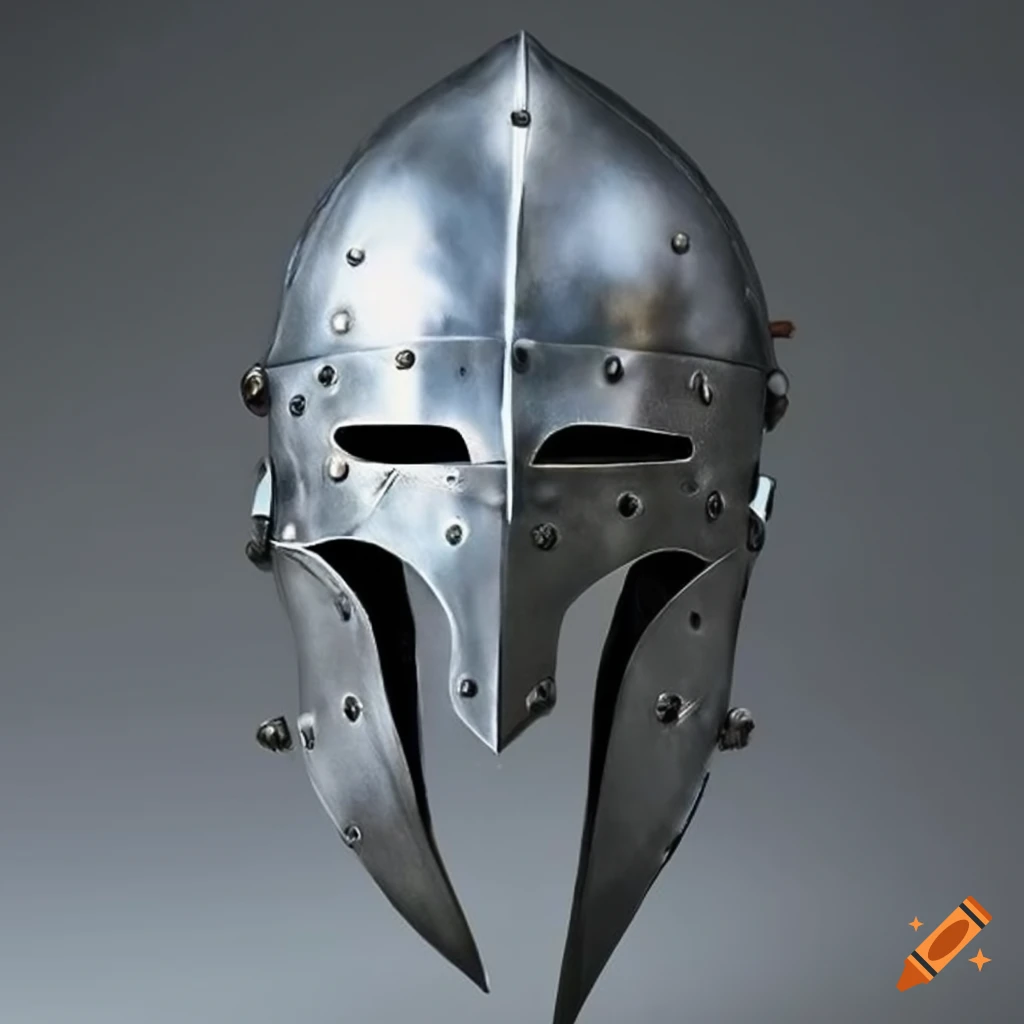 Symmetrical steel helmet from medieval times