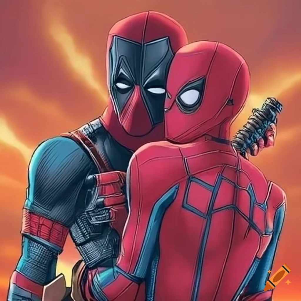 Deadpool and spiderman on a romantic date
