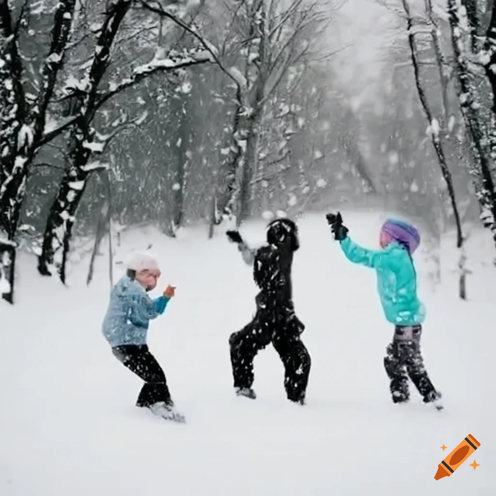 Children having a snowball fight