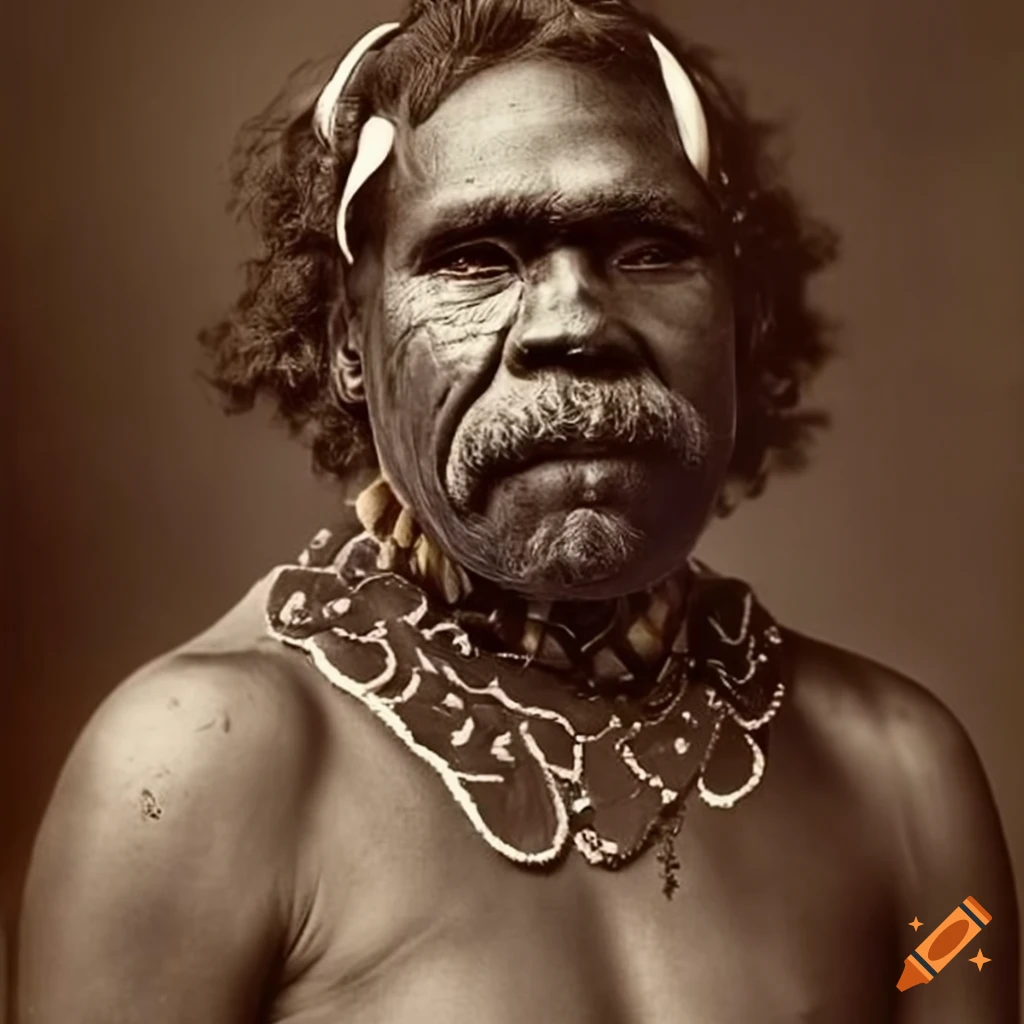 Historic photograph of an Aboriginal Tasmanian on Craiyon