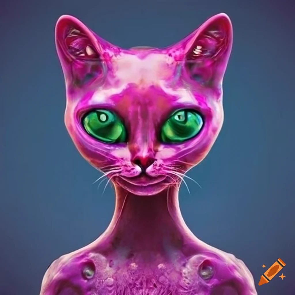 Colorful cat with rose-shaped head