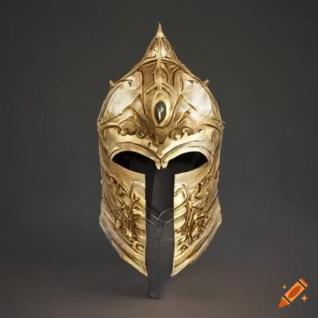 Symmetrical gilded steel helmet