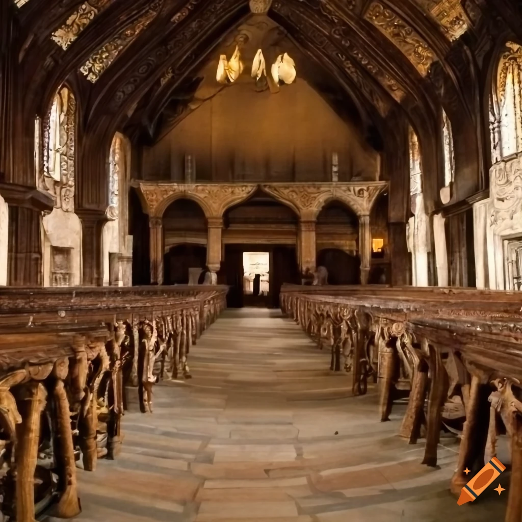 Inside view of a celtic great hall