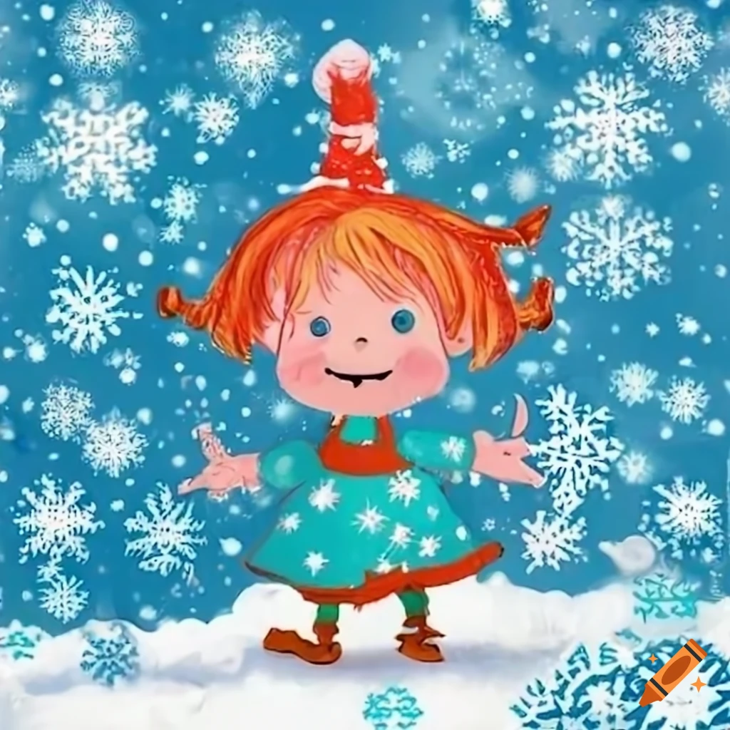 Festive pippi longstocking in a winter coat