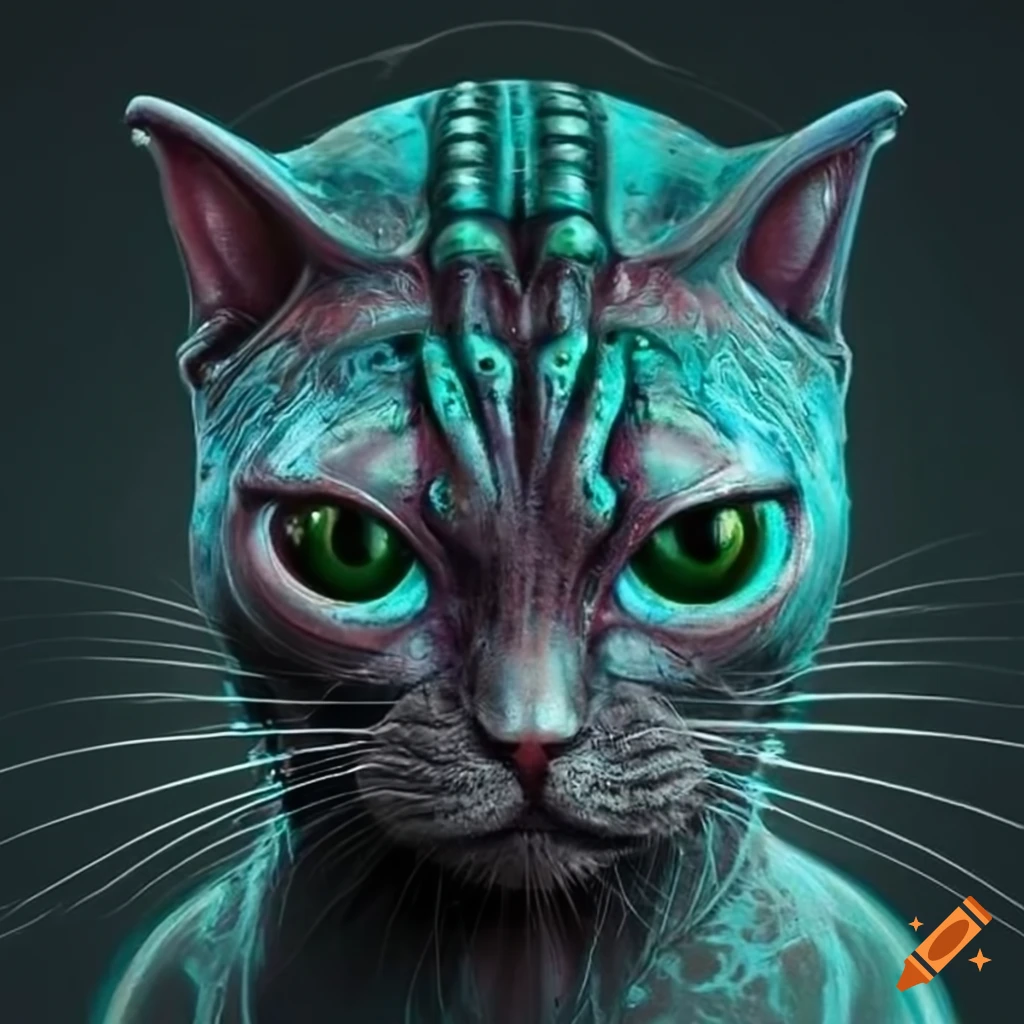 Dark-colored alien cat with beetle head on Craiyon