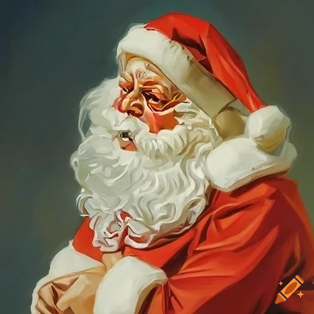 Classic illustration of santa claus by jc leyendecker on Craiyon