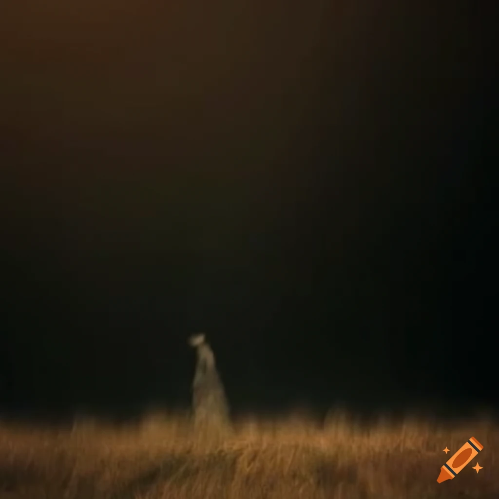 Shadow figure standing in a field