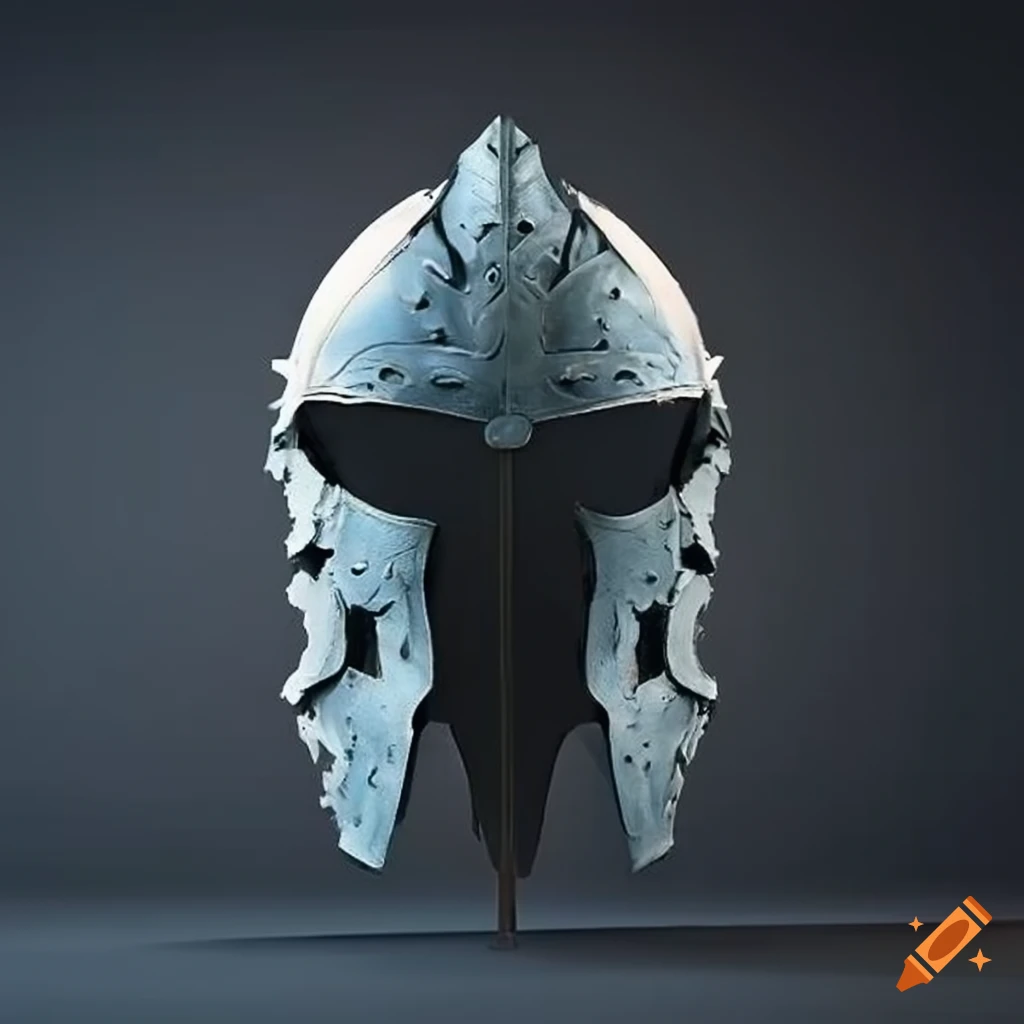 Intricate symmetrical battle helmet