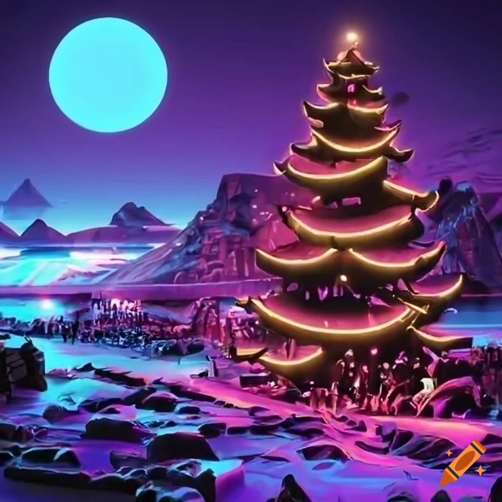 Synthwave-inspired christmas artwork