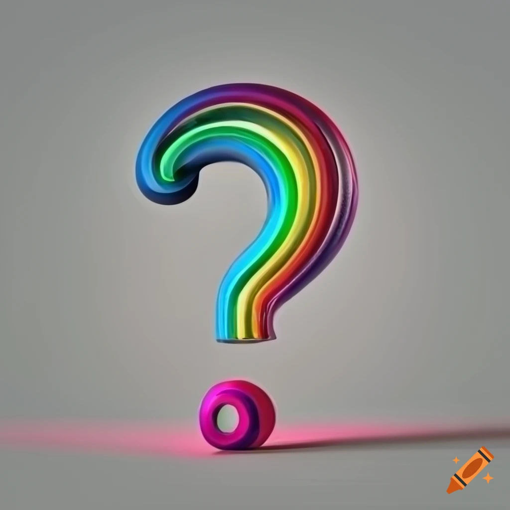 Rainbow question mark on white background