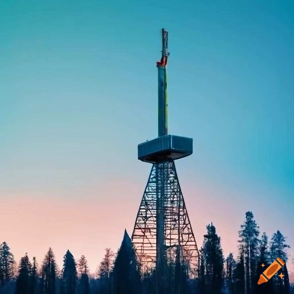 Cityscape of lahti, finland with ski jump and radio towers