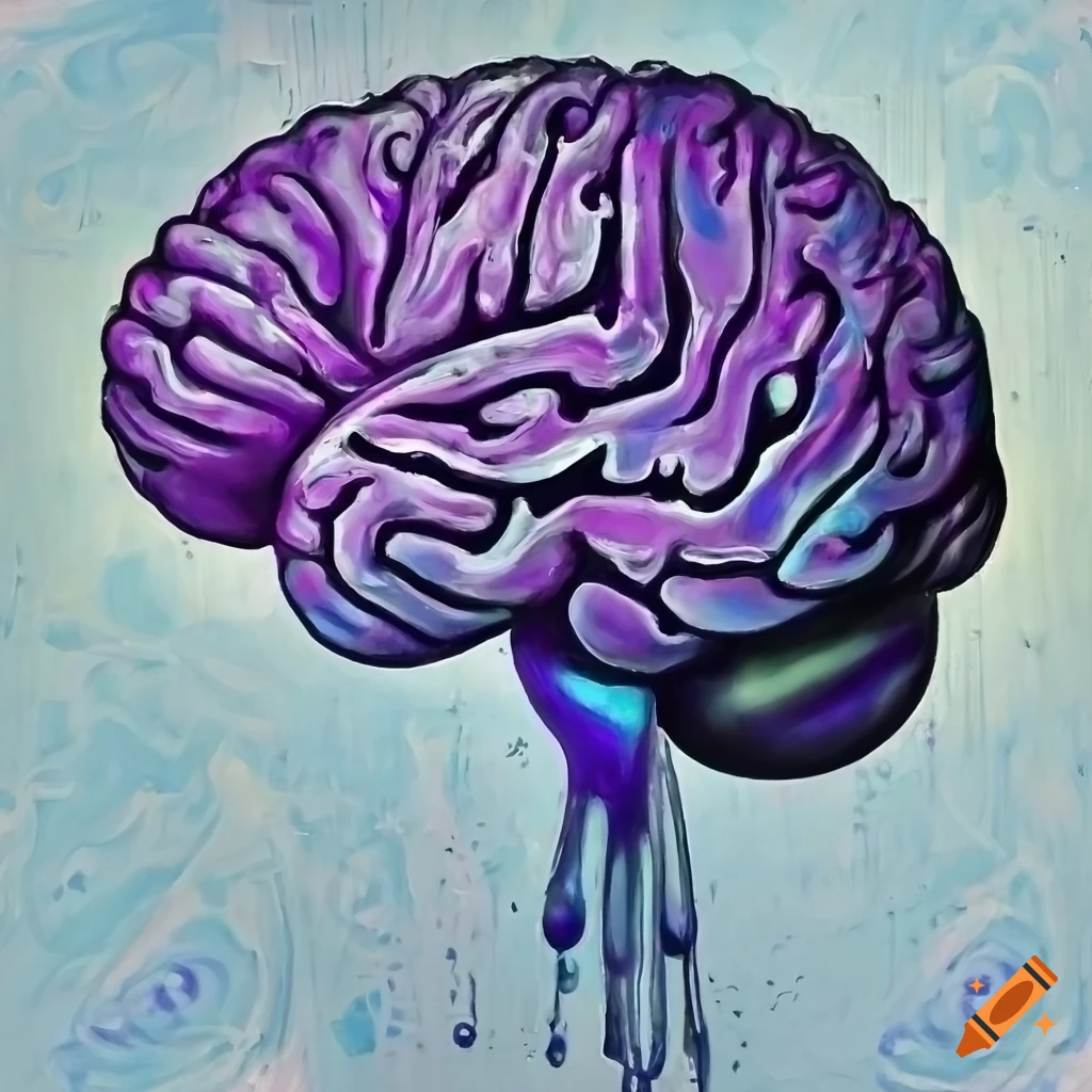 Purple and blue artistic representation of a brain