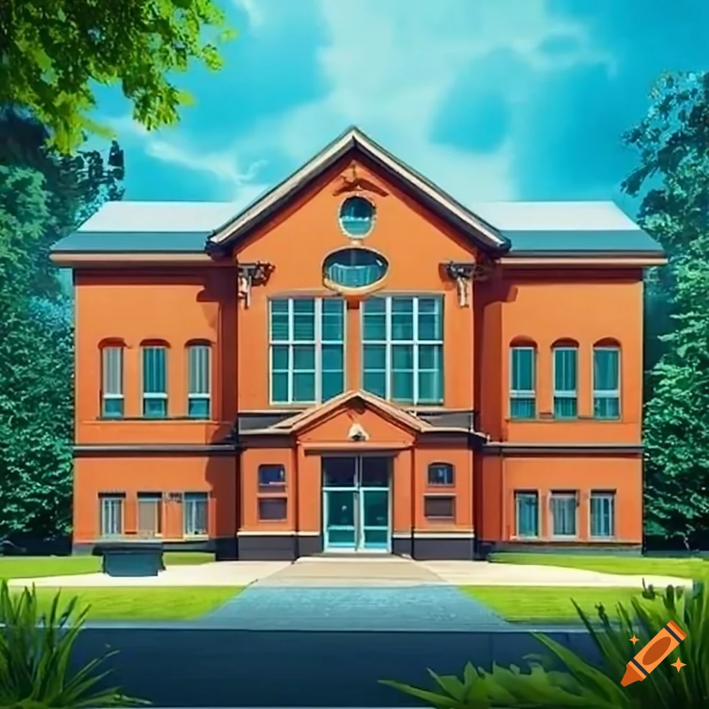 Front view of an elementary school building on Craiyon