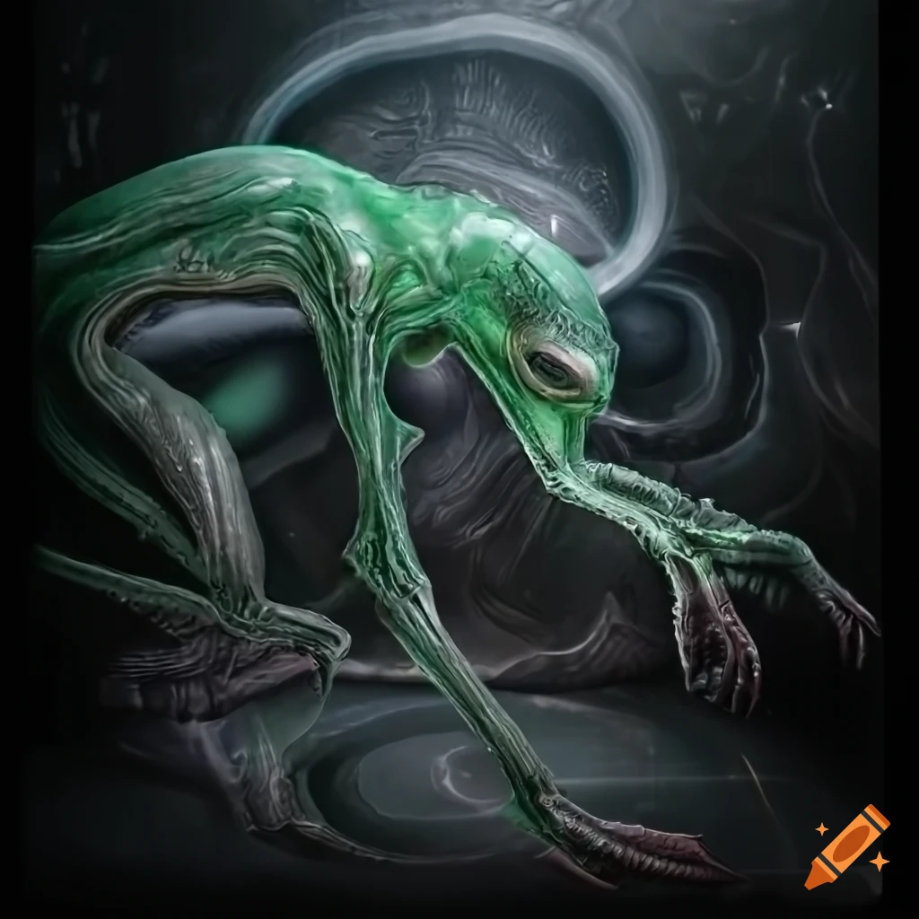 Creepy 2D metroid game with alien creatures and slimy tiles on Craiyon