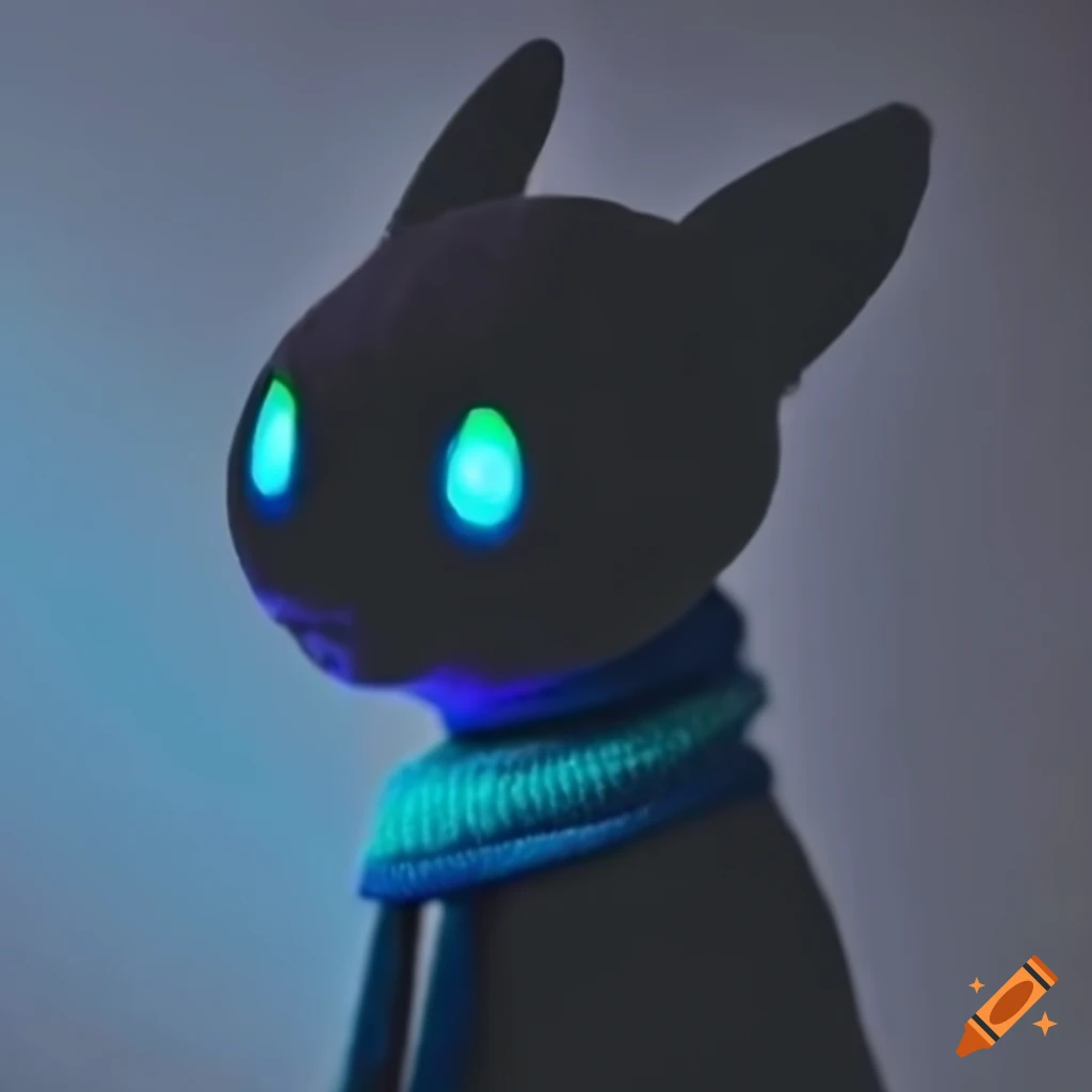 Cute shadow creature wearing a winter scarf on Craiyon