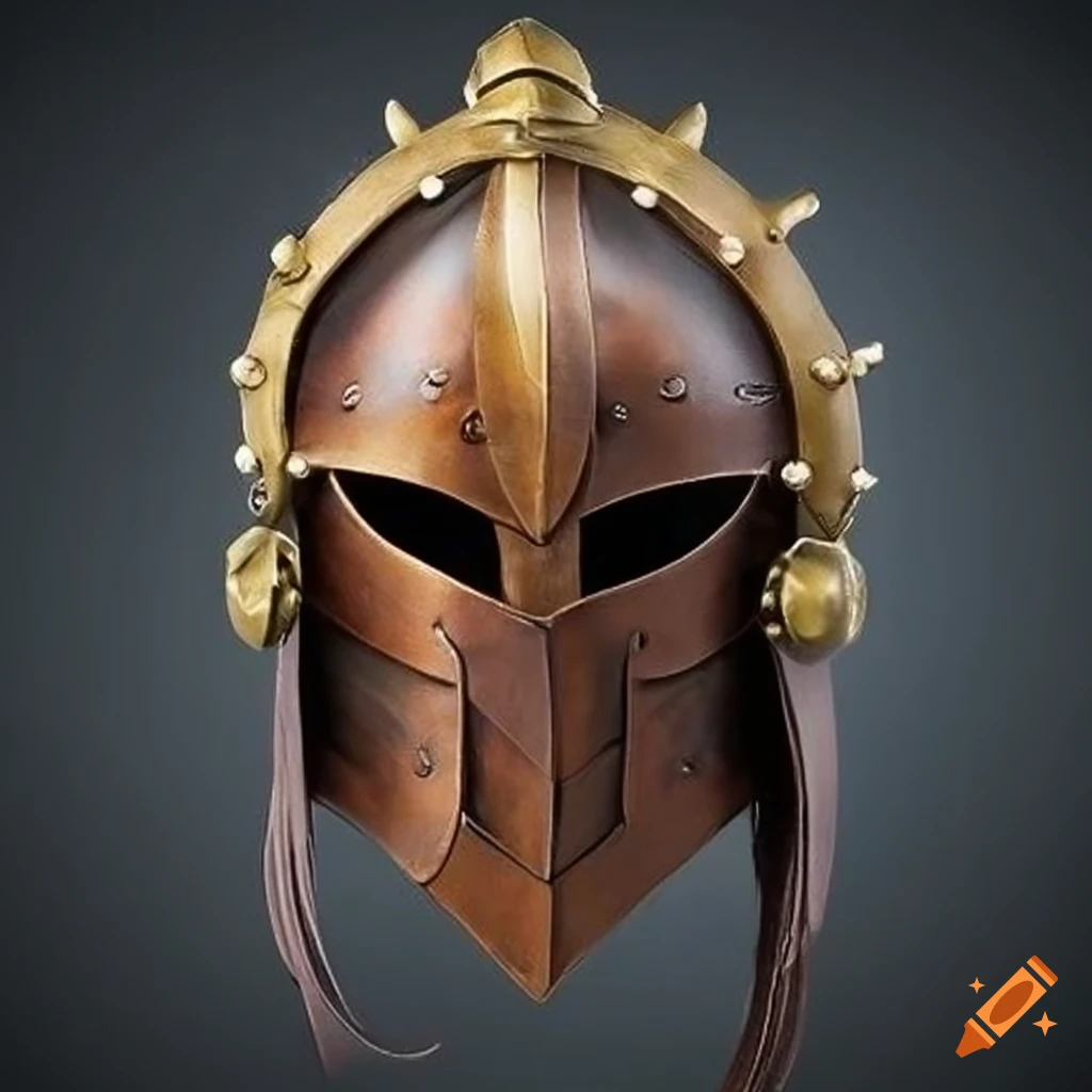 Mythic leather helm for a medieval fantasy character