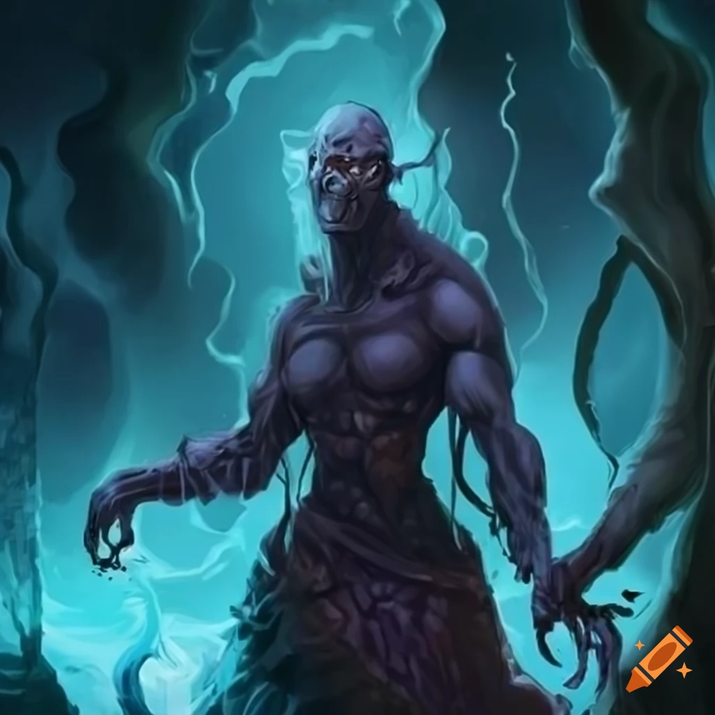 Character art of evil water genasi in d&d 5e