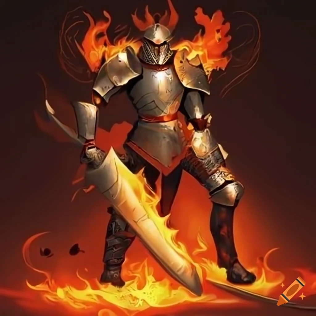 Digital art of a fiery knight