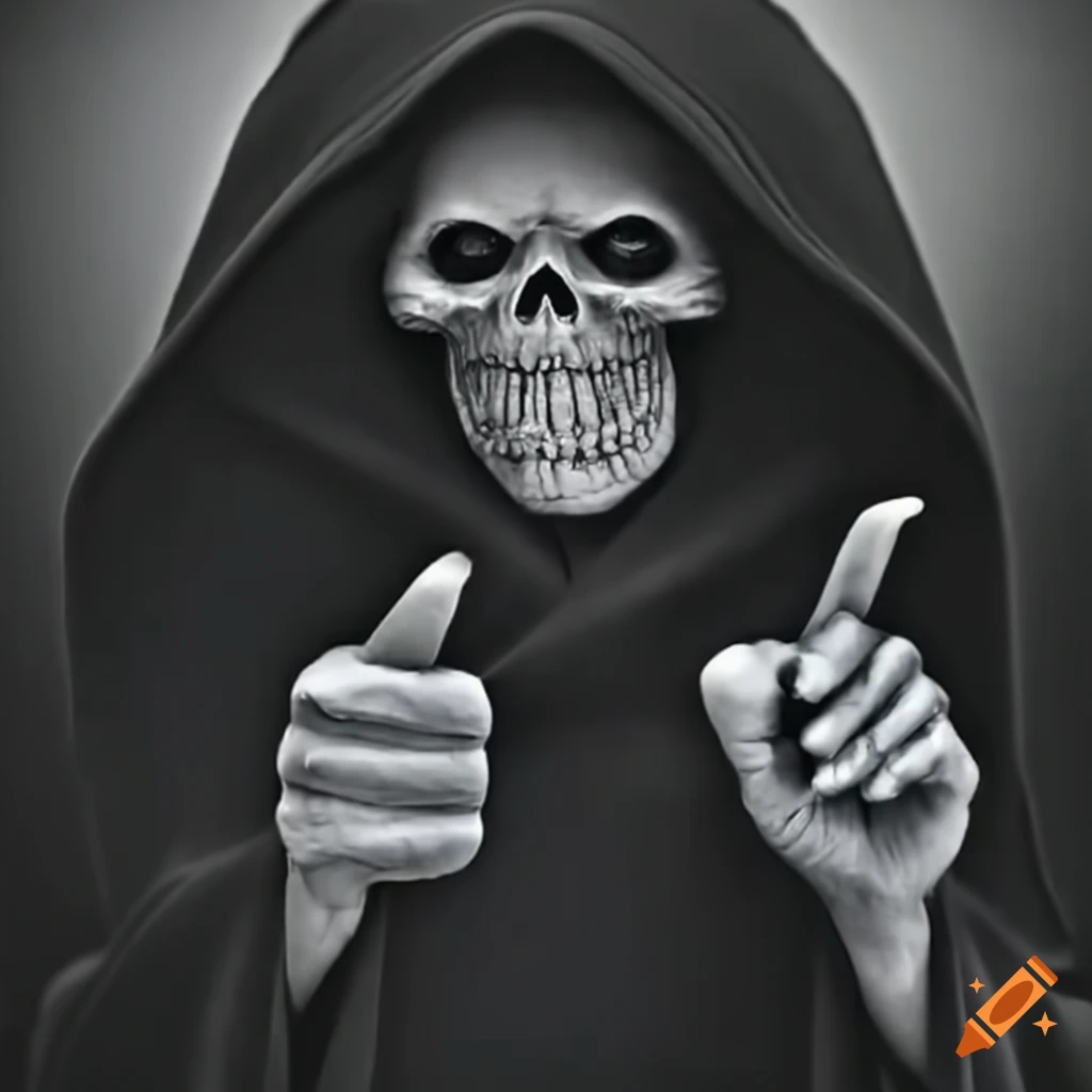 Digital art of the grim reaper pointing