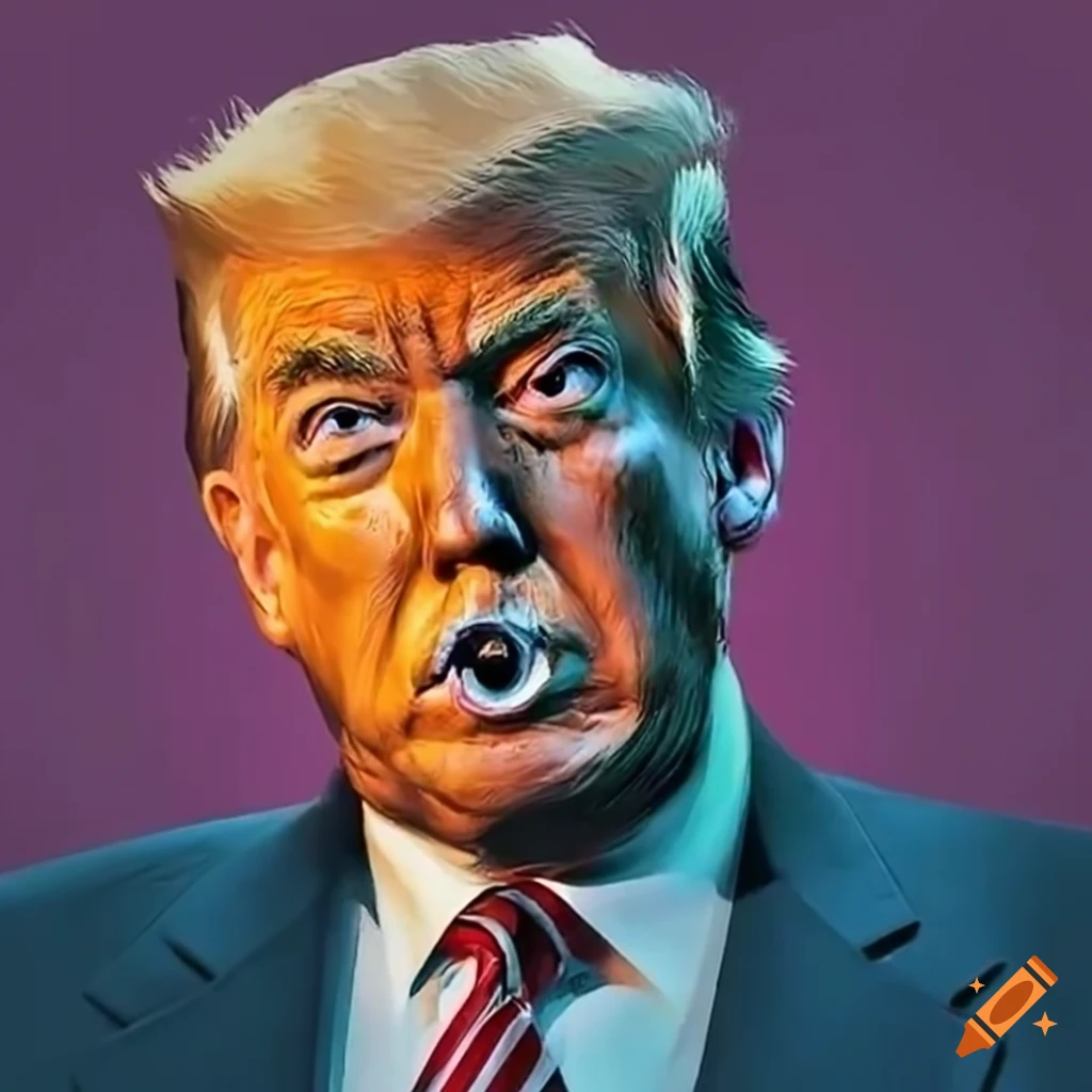 Satirical illustration of trump being consumed by a monster on Craiyon