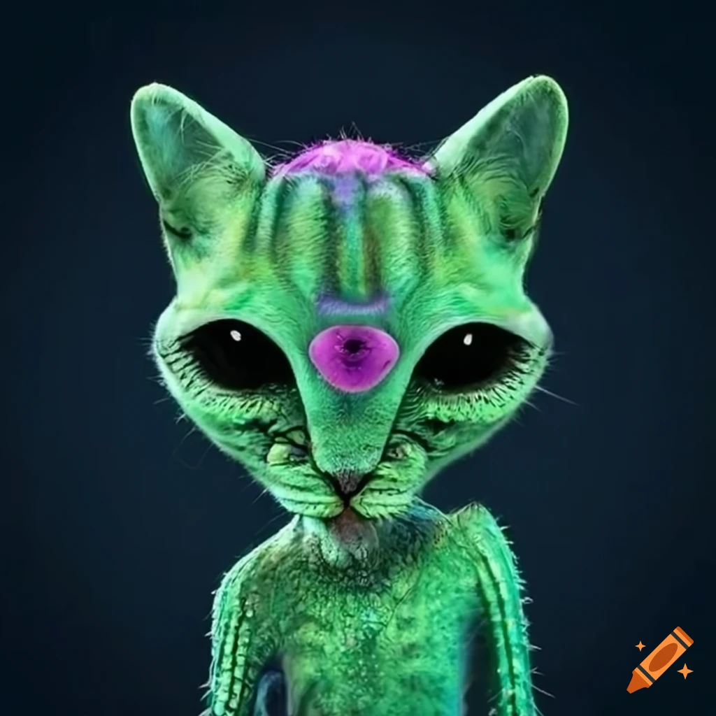 Image of an alien cat with a cactus head