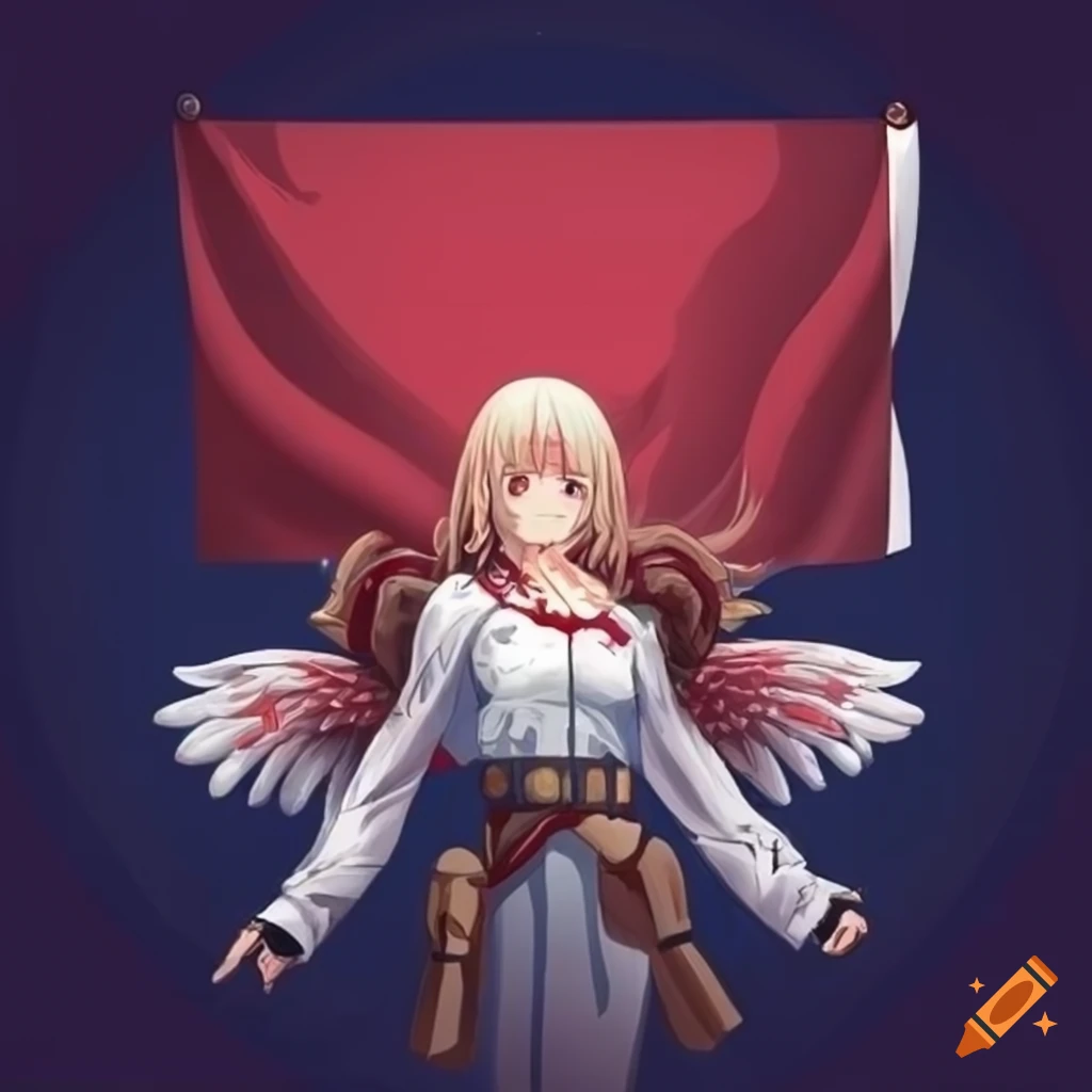 Military flag with angel illustration