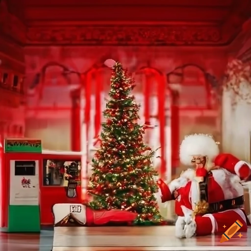 Christmas postcard with a gas station theme