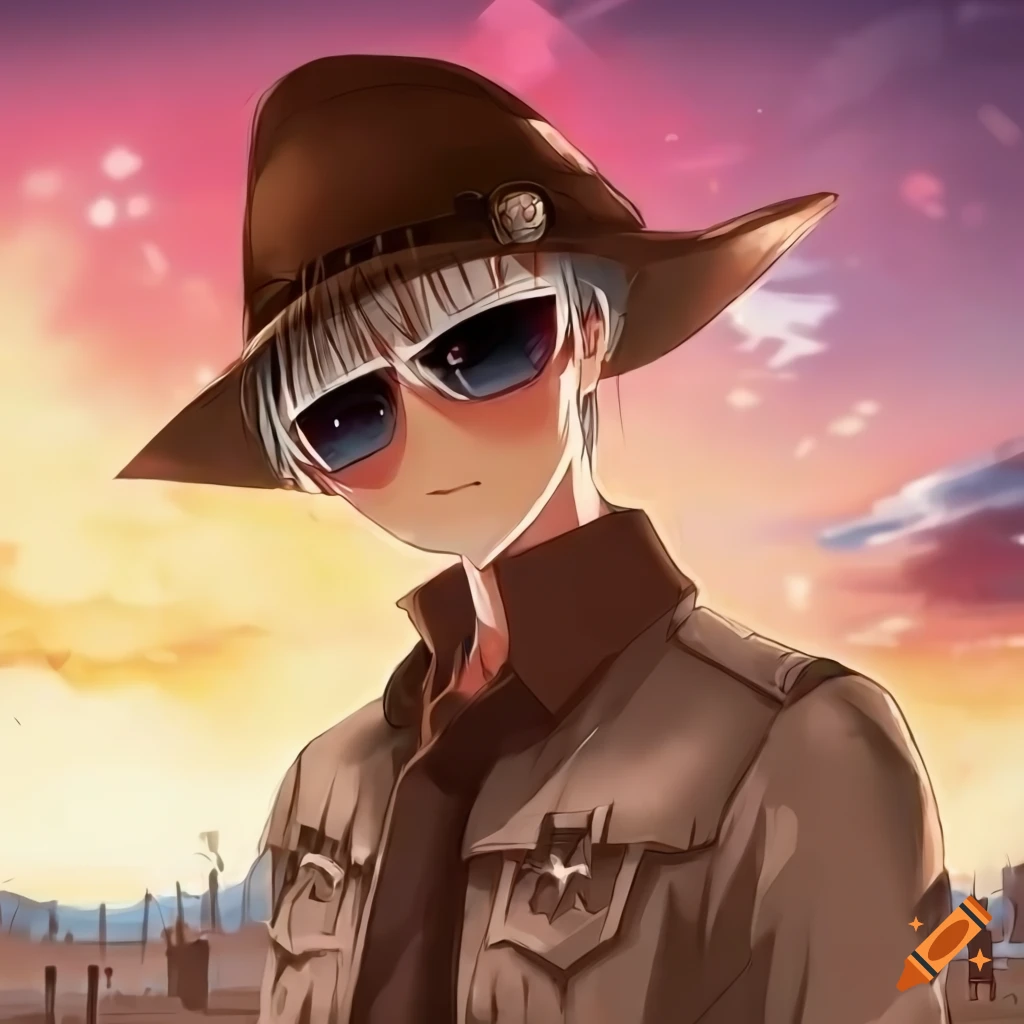 Anime boy in wild west sheriff outfit