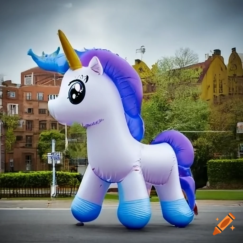 Giant inflatable My Little Pony Pegasus on the street on Craiyon