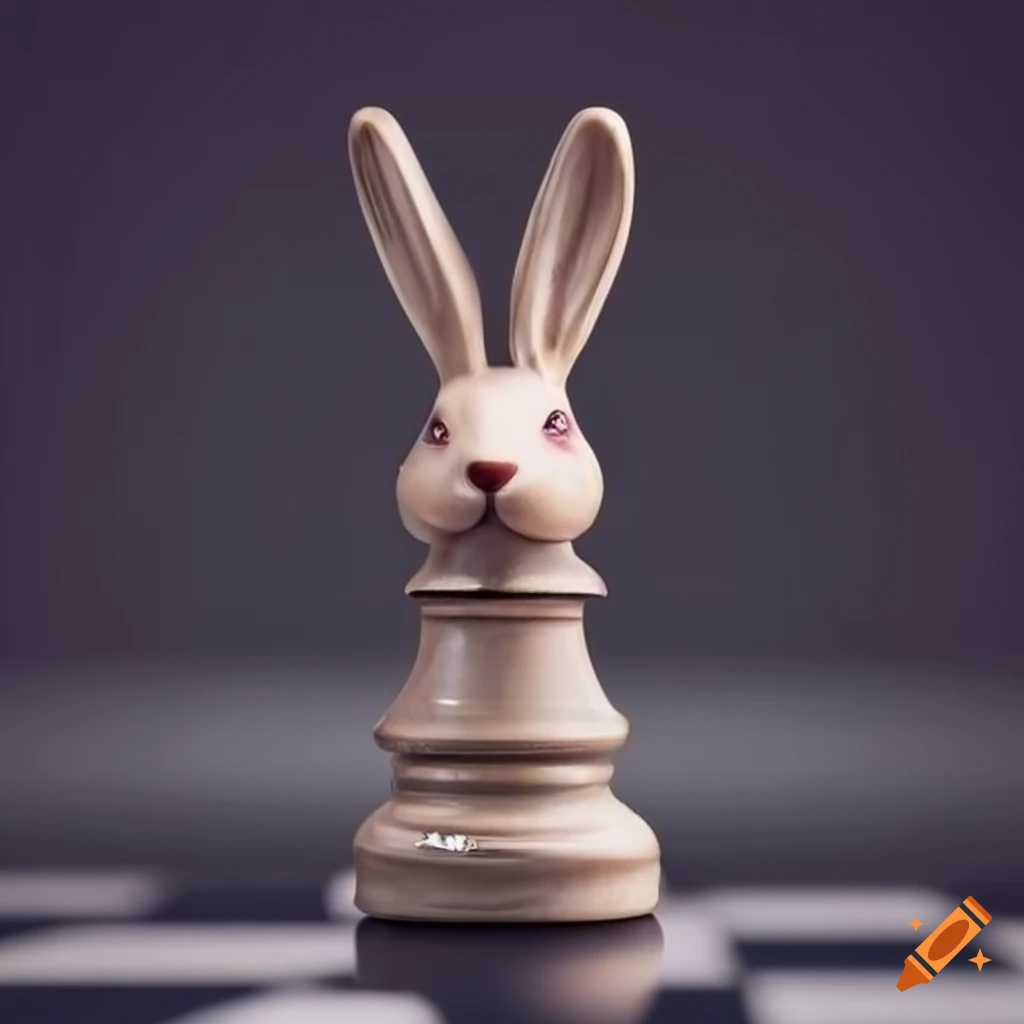Chess figure of a rabbit on a chess desk on Craiyon