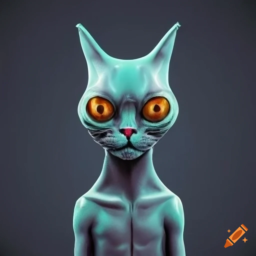 Illustration of an alien cat with a beetle head on Craiyon