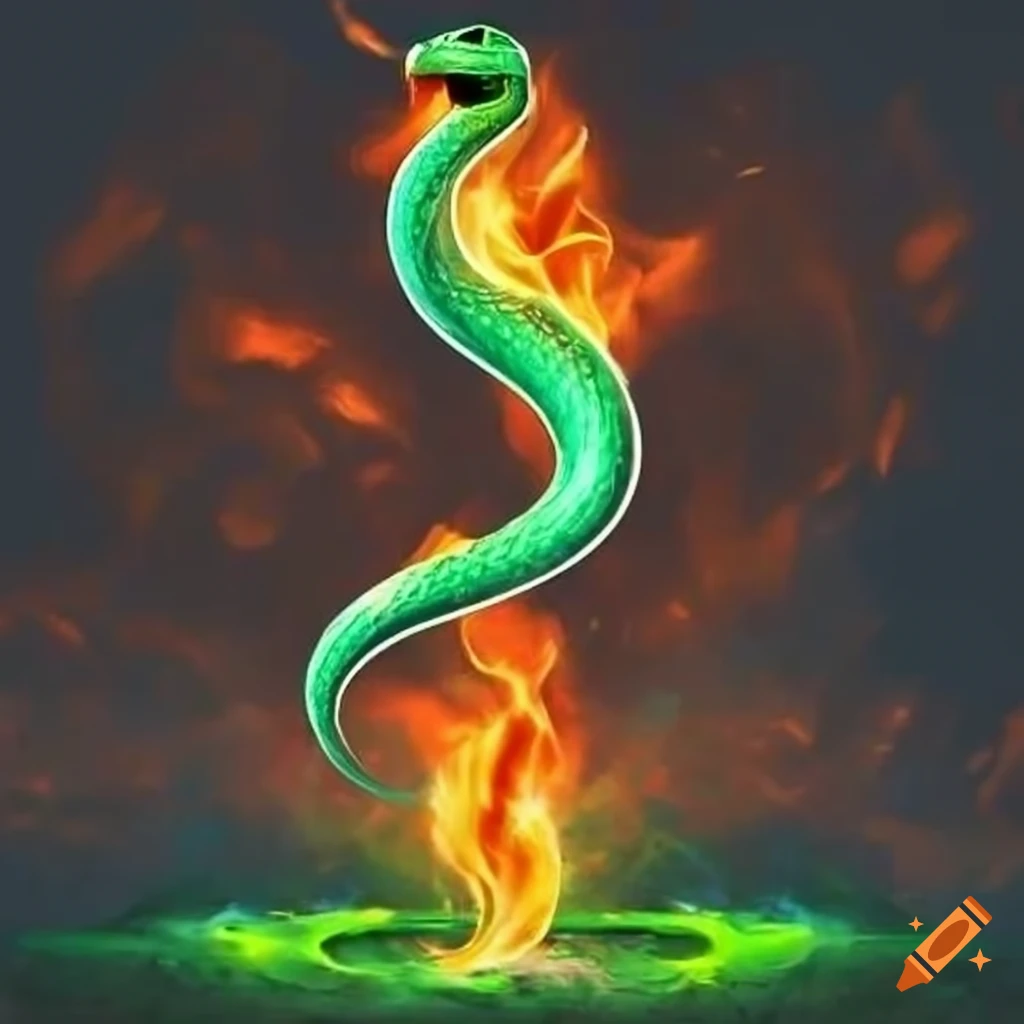 Fiery green serpent in space
