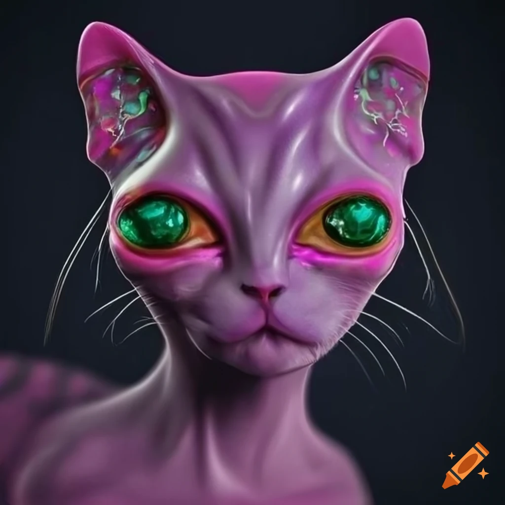 Dark art of an alien cat with a rose-shaped head on Craiyon