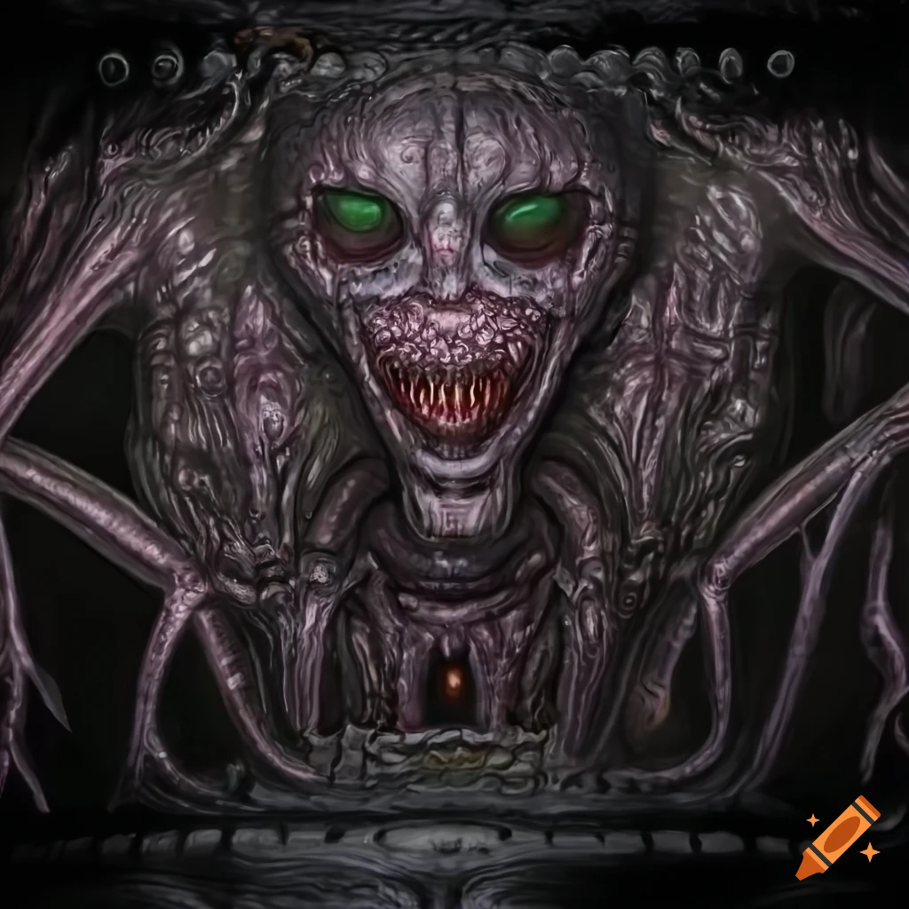 Creepy 2D game with alien creatures and slimy tiles on Craiyon