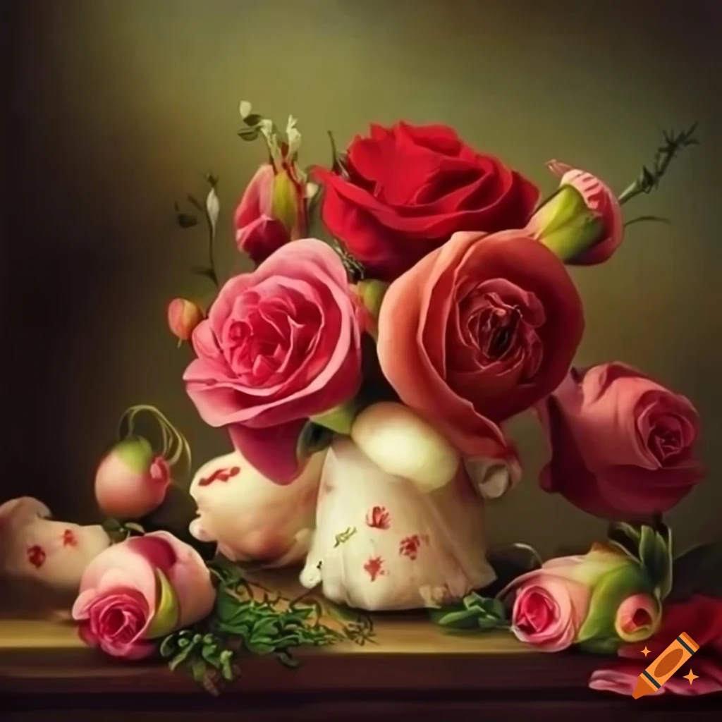 Traditional renaissance still life with flowers