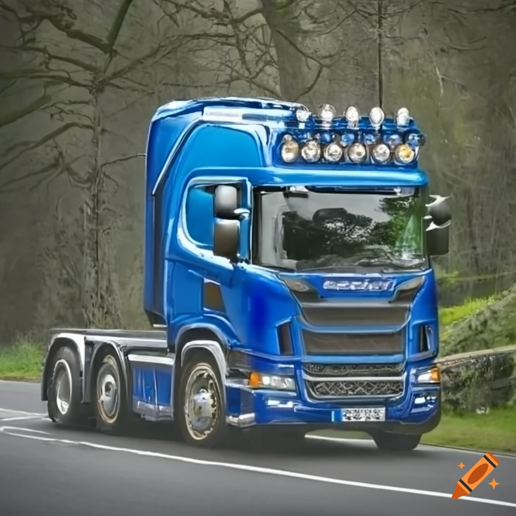 Blue scania truck