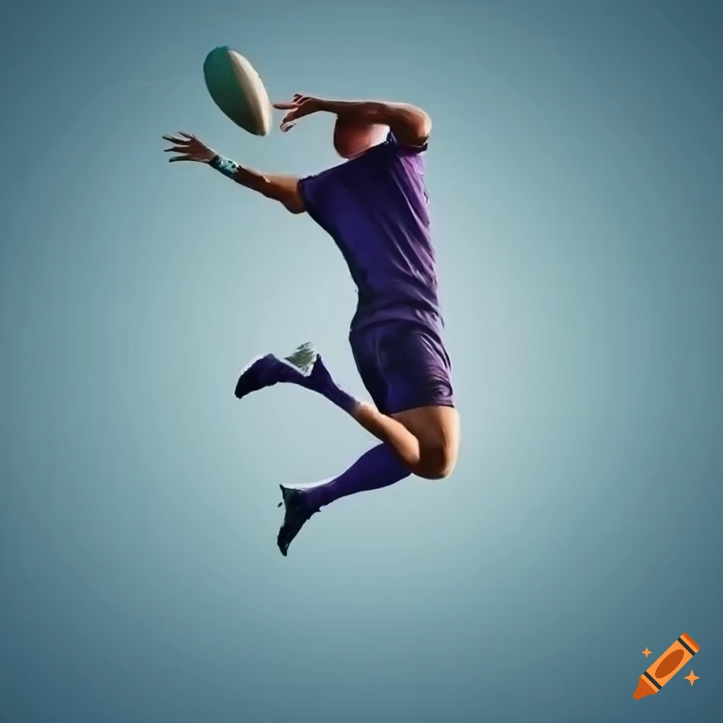 Impressionistic image of a rugby player reaching for the ball
