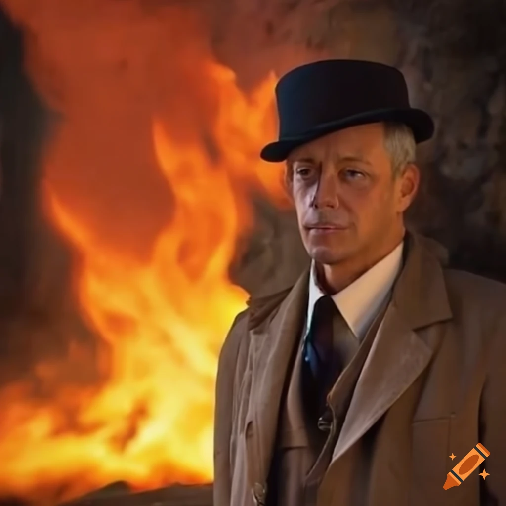 Man surrounded by flames