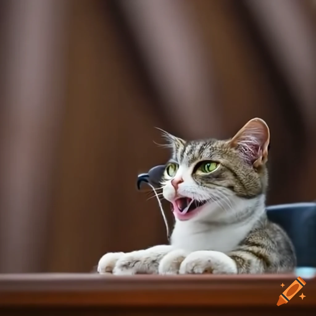 Cat delivering a speech on Craiyon