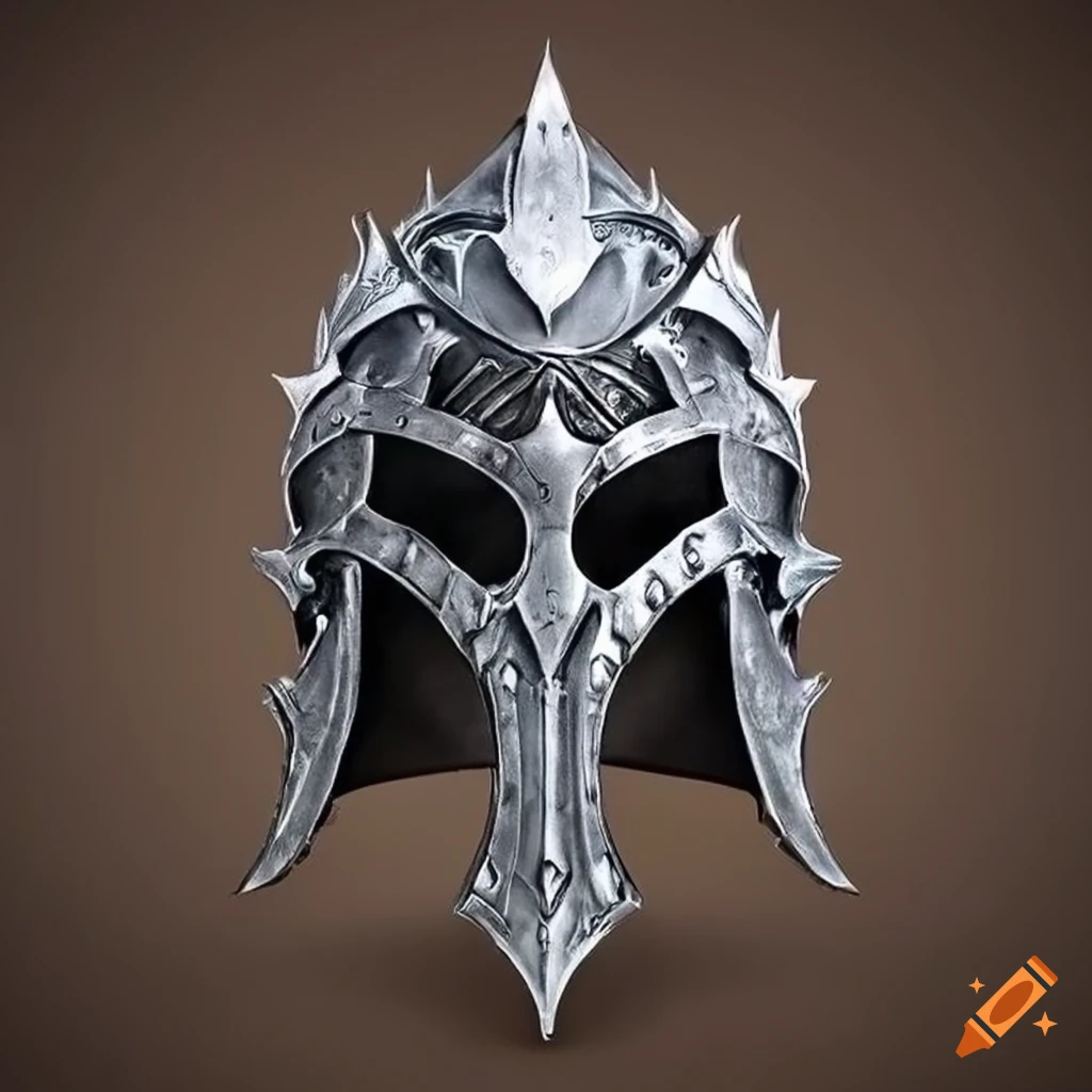 Intricate symmetrical fantasy steel helm